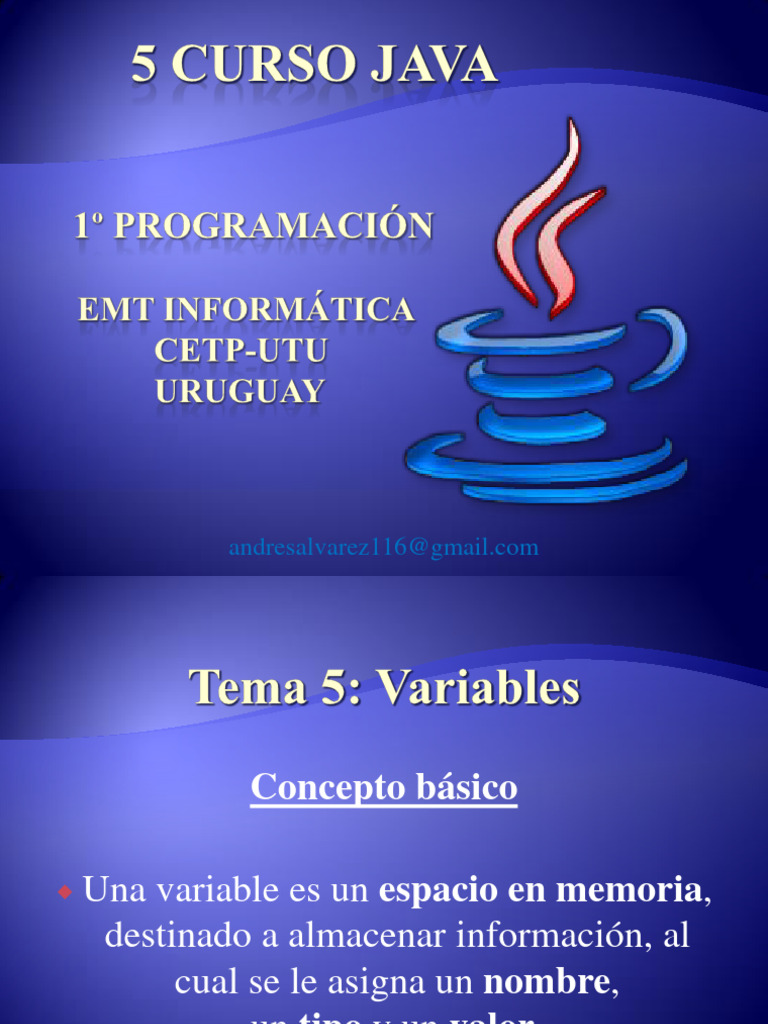 5 Variable Asignacion Listar Carga Cast | PDF | Java (lenguaje de programación) | Tipo de datos