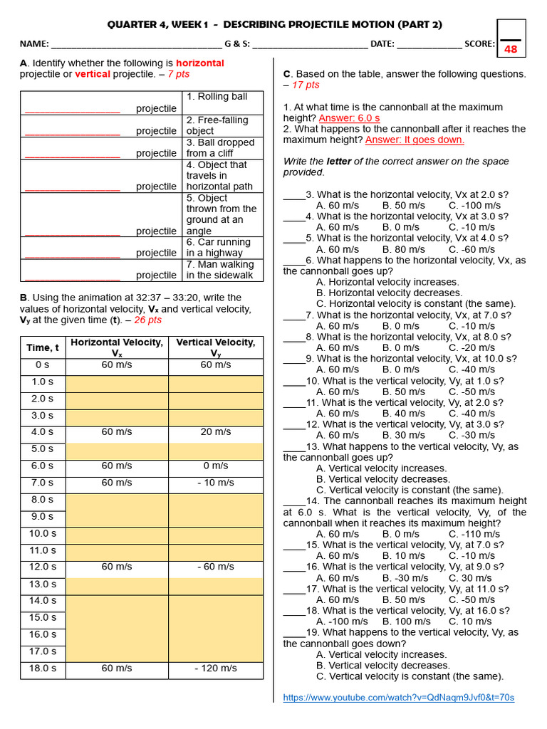 MDL Science9 Q4 W1 DESCRIBING PROJECTILE MOTION Part 2 | PDF | Projectiles | Dynamics (Mechanics)