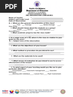 Pre-Observation Conference Form | PDF | Teachers | Classroom Management