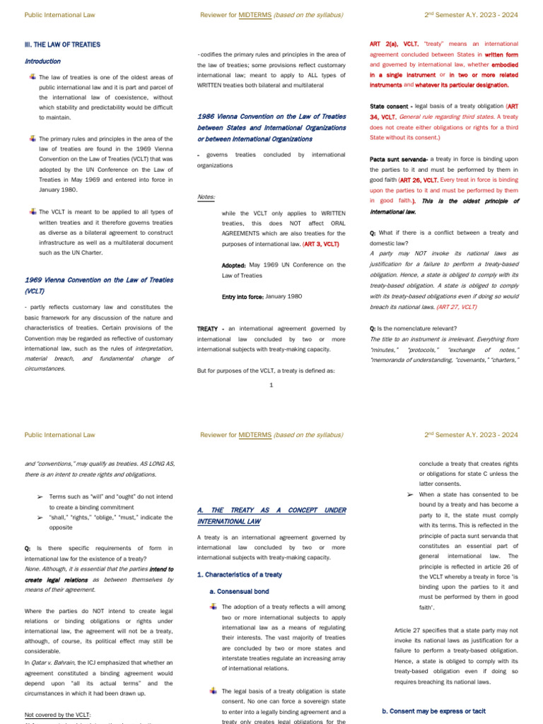 PIL MT Part-3 | PDF | Treaty | International Law