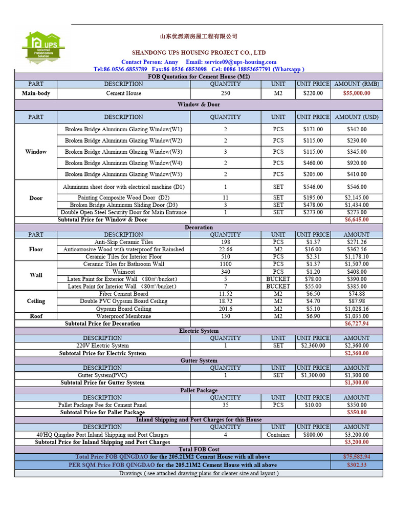 Quotation FOB 250 (2025-02-08 22 - 39 - 42) | PDF | Wall | Tile