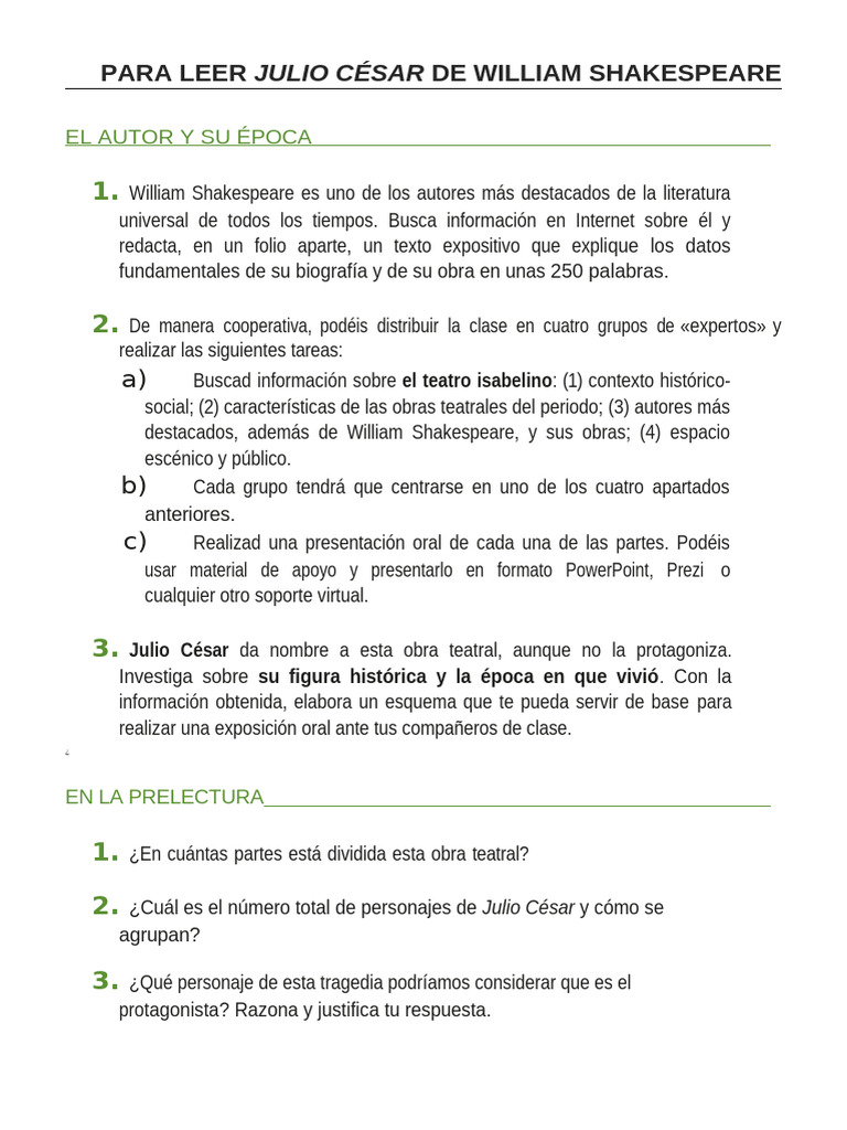 Análisis de "Julio César" de Shakespeare | PDF | Julio César | William ...