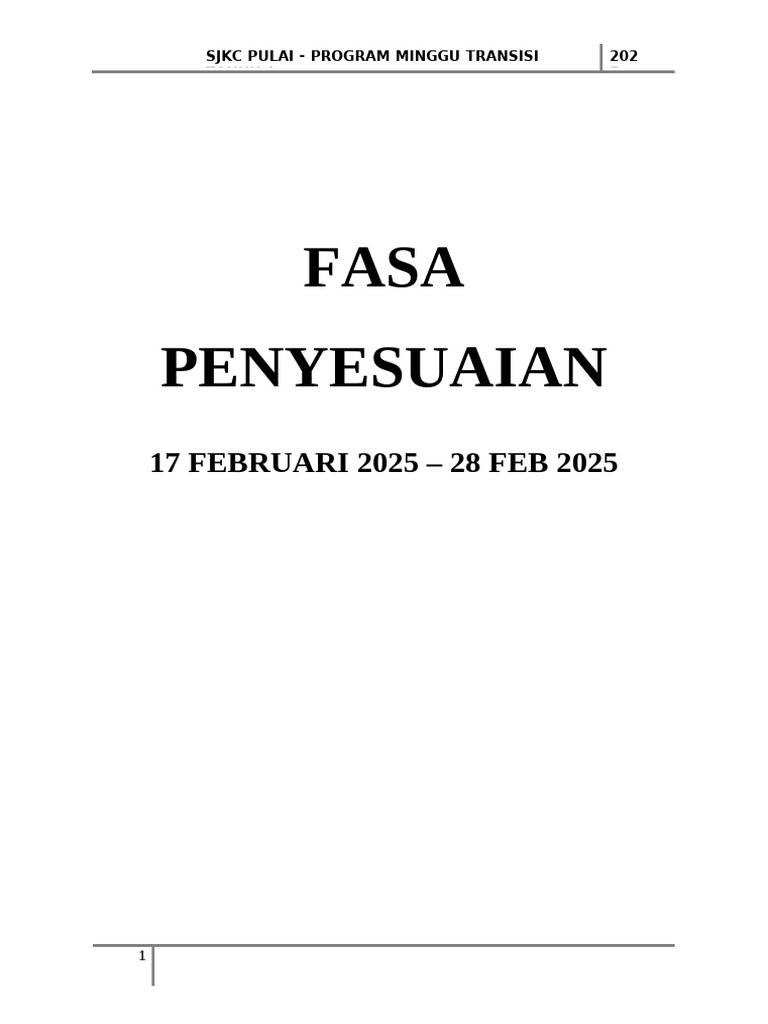Jadual Program Transisi 2025 Tahun Satu | PDF
