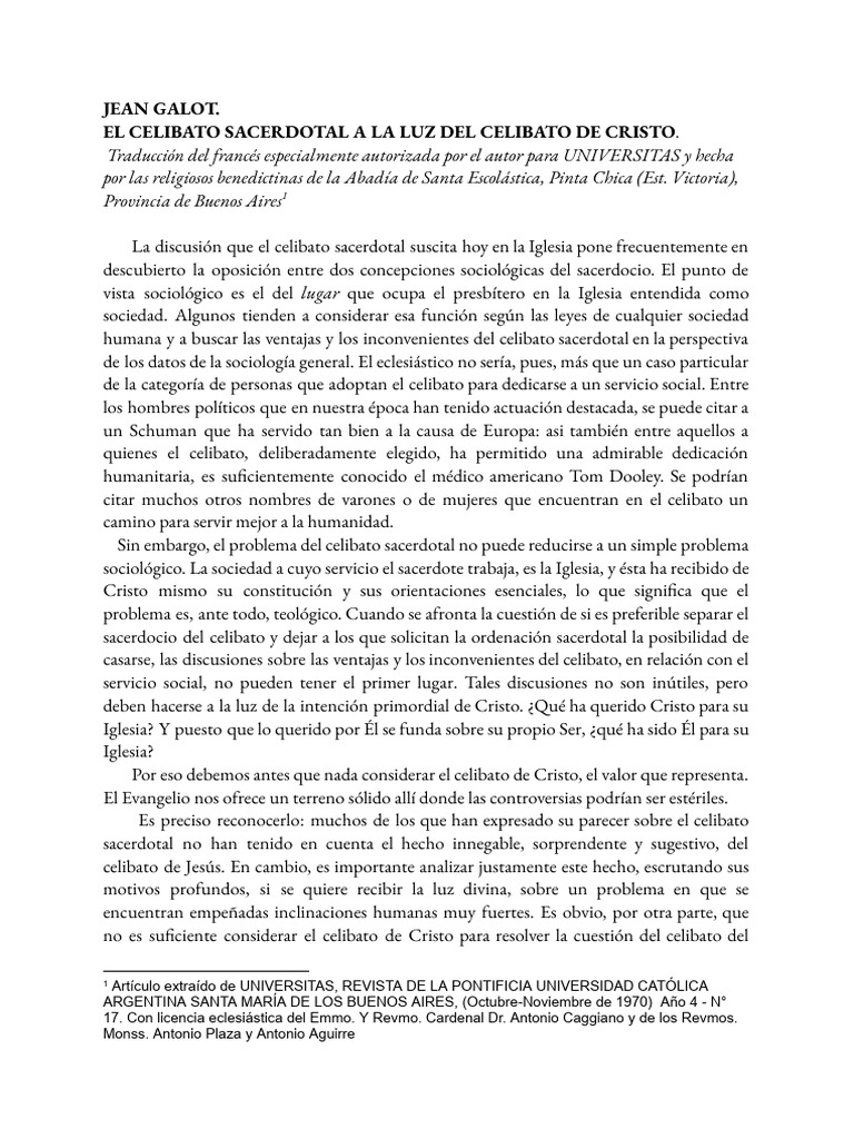 Jean Galot.-El Celibato Sacerdotal A La Luz Del Celibato de Cristo ...