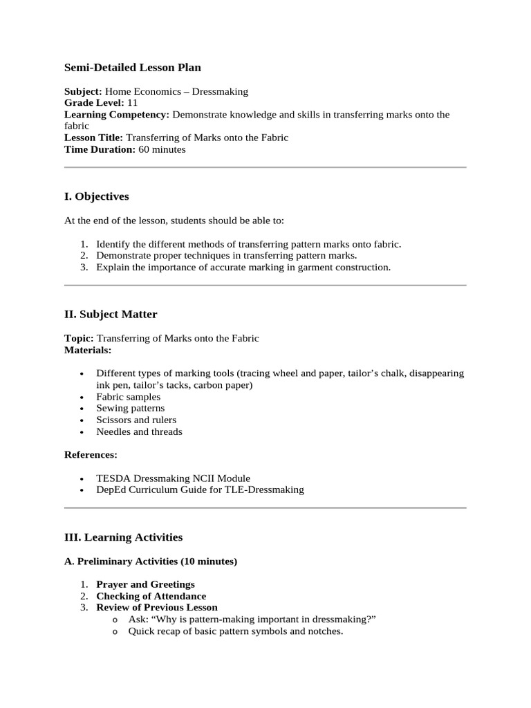 Transferring of Marks Onto The Fabric | PDF | Cognition | Learning