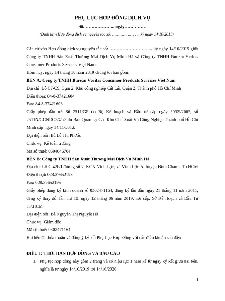 Phu Luc Hop Dong Bsci | PDF