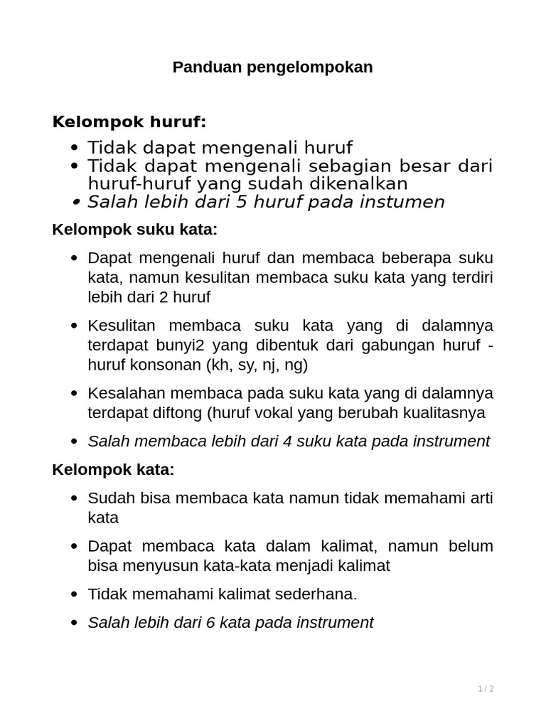 Panduan Pengelompokan | PDF