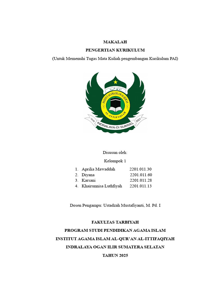 Kel 1 MK Pengembangan Kurikulum PAI | PDF