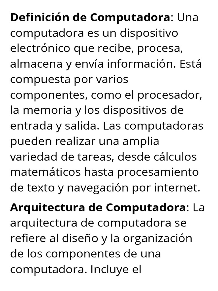 Definición de Computadora Una computadora es un dispositivo electrónico ...