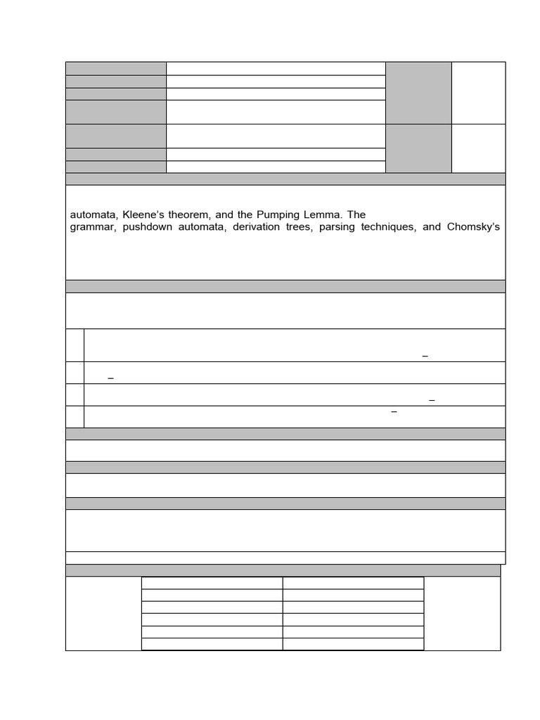 Course Outline - Theory of Automata | PDF | Automata Theory | Regular ...