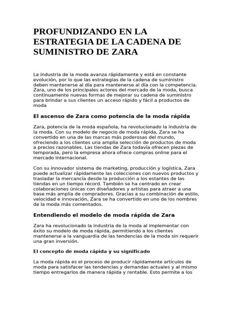 Profundizando en La Estrategia de La Cadena de Suministro de Zara | PDF ...