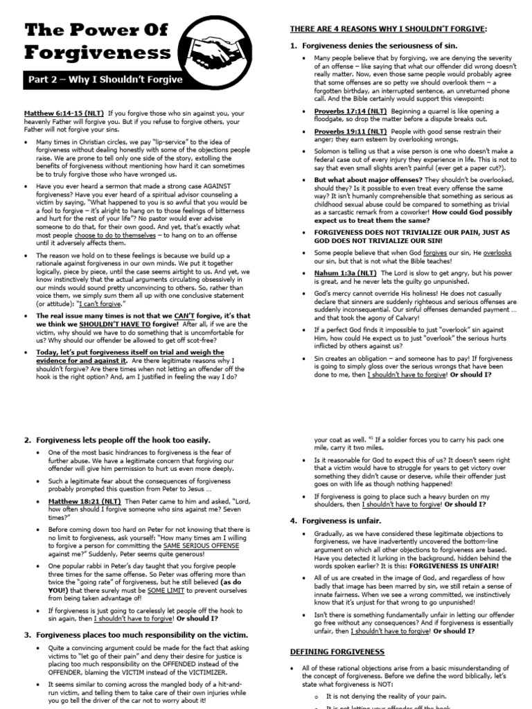 The Power of Forgiveness - Notes Part 2 | PDF | Forgiveness | Debtor