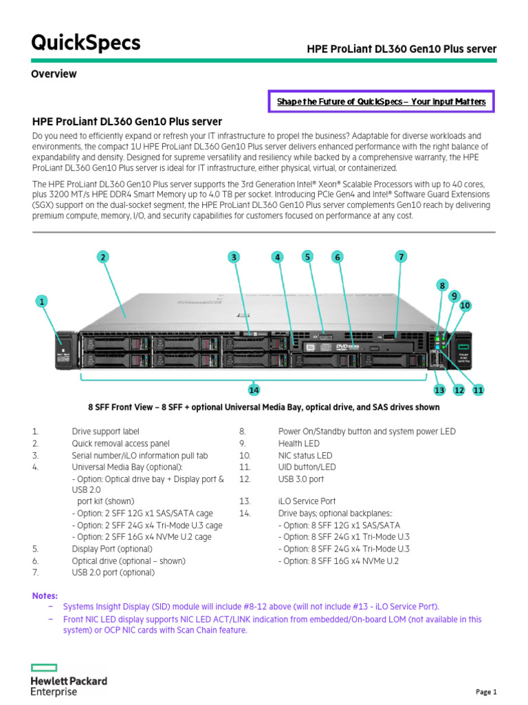 HPE ProLiant DL360 Gen10 Plus Server-A50002559enw | PDF | Solid State ...