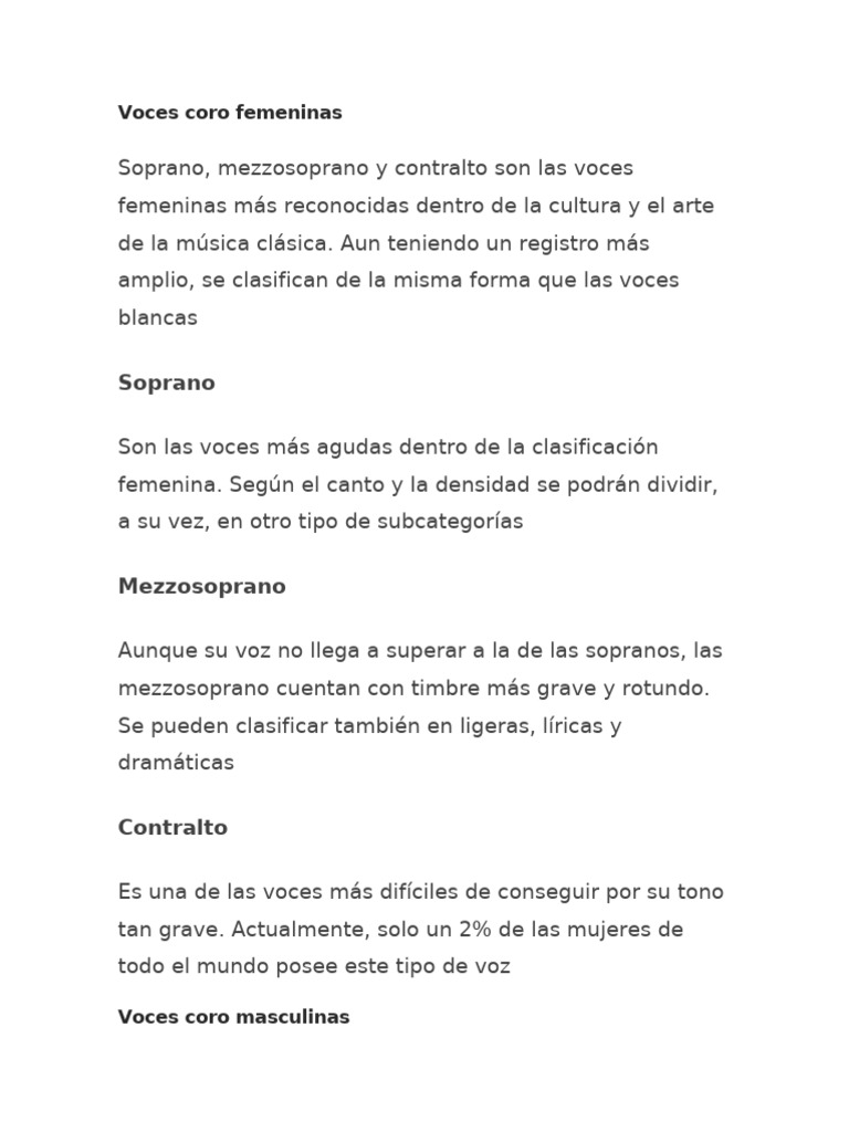 Clases de Voces | PDF