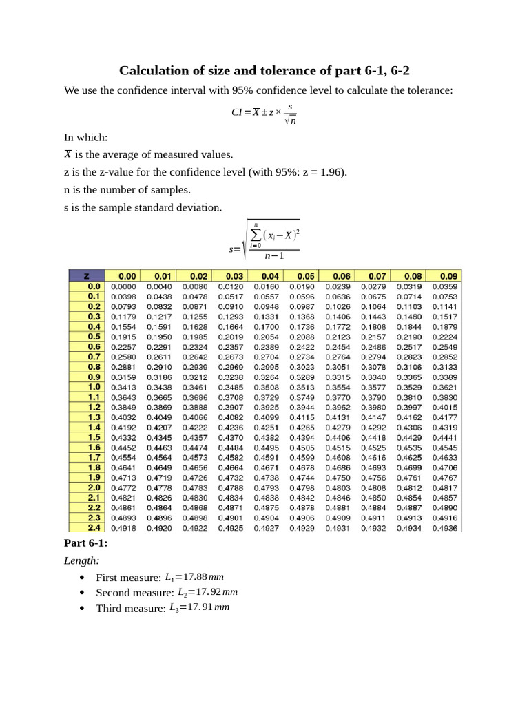 Calculation of Size and Tolerance | PDF | Engineering Tolerance | Length