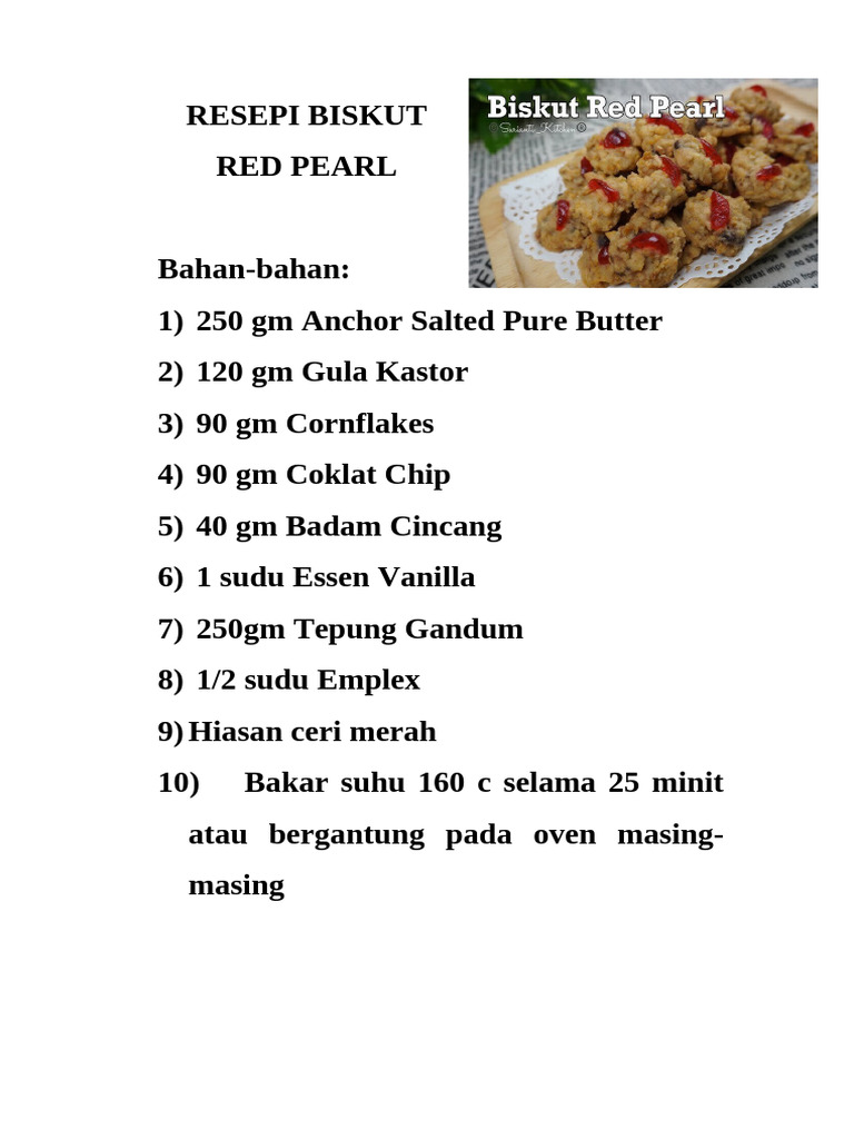 RESEPI BISKUT RAYA RED PEARL | PDF