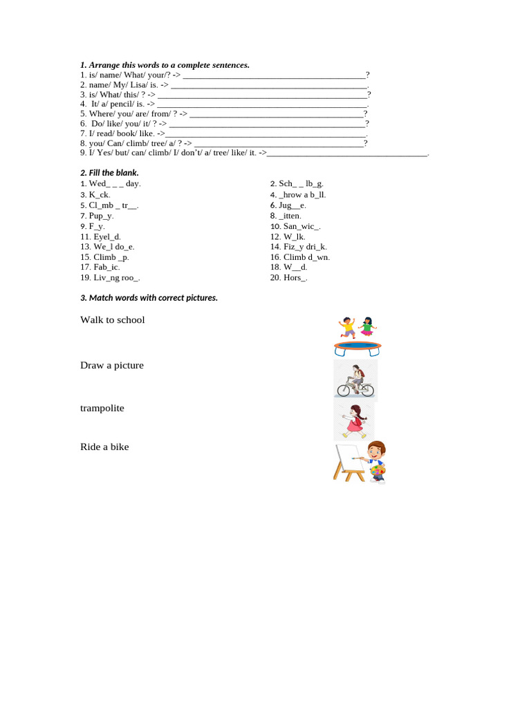 Arrange This Words To A Complete Sentences | PDF