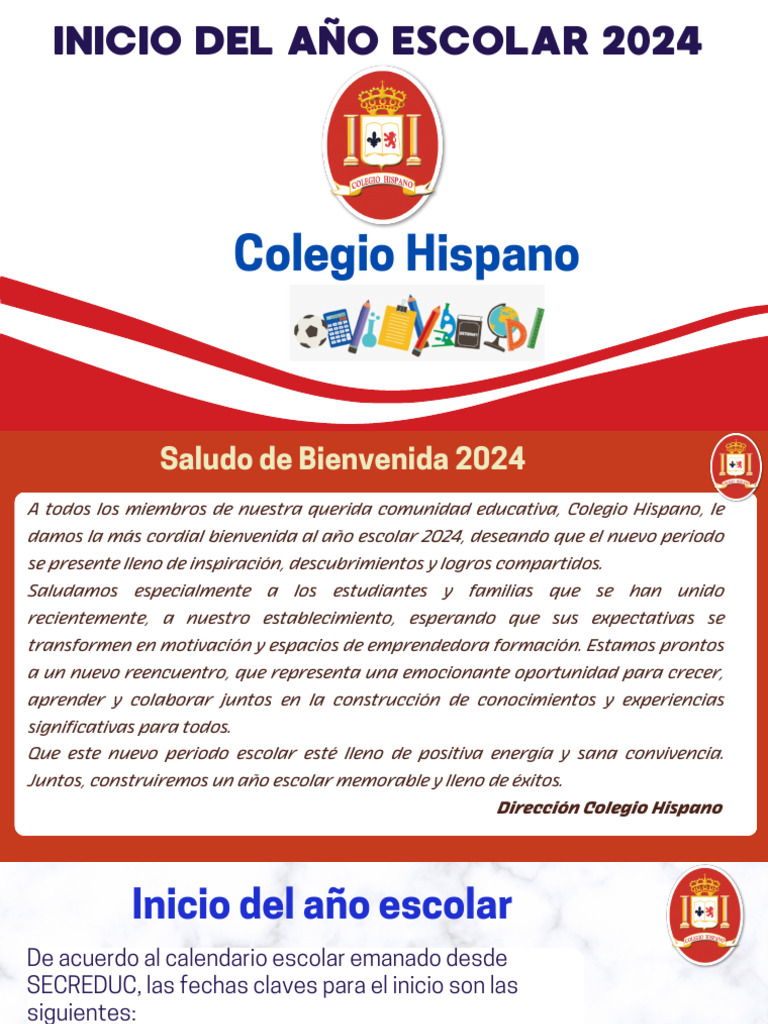 Presentacion Pagina Web Inicio Ano Escolar 2024 S | PDF