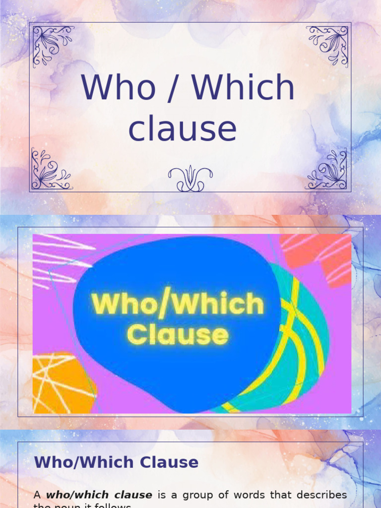 Who/which Clause, That Clause, Adverb Clause | PDF | Verb | Adverb
