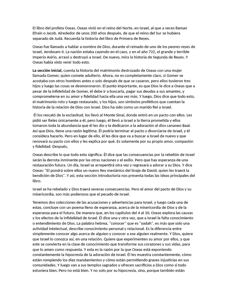 El Libro Del Profeta Oseas | PDF | Pecado | Amor
