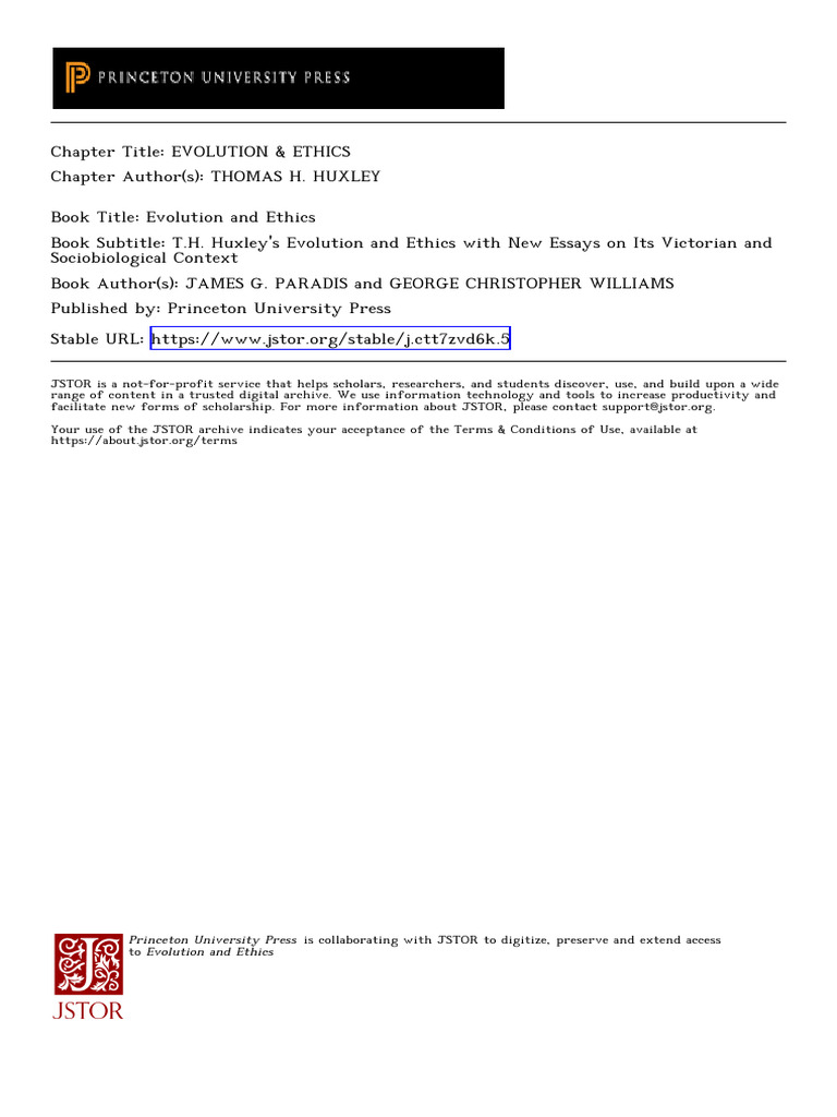 Evolution and Ethics | PDF | Nature | Esther