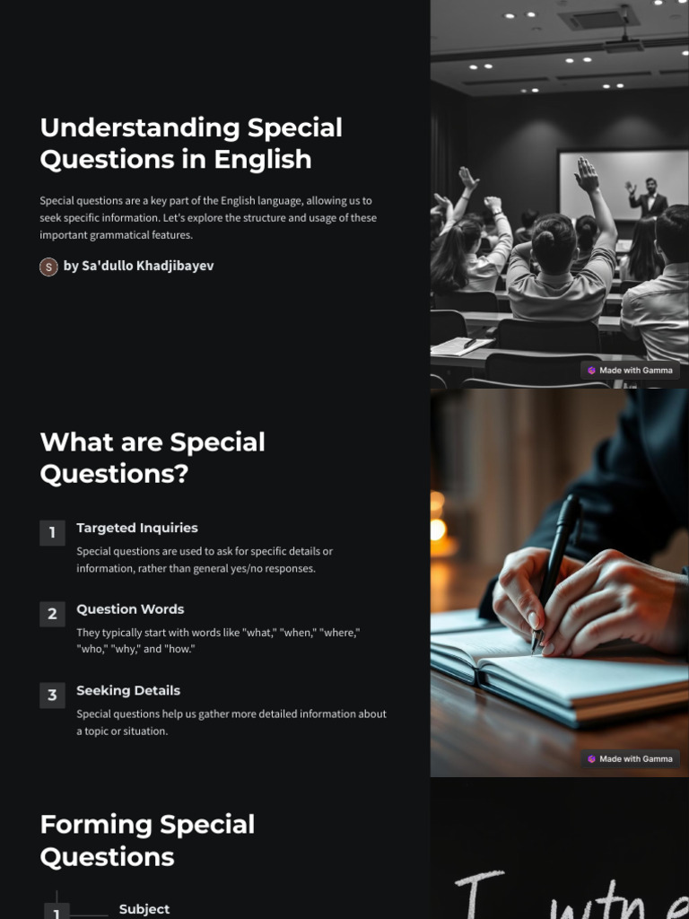 Mastering Special Questions in English | PDF | Question | Subject (Grammar)