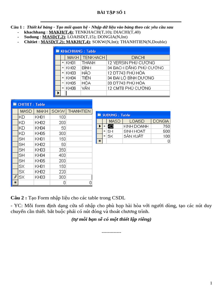 bai tap access_k11 (2024) | PDF
