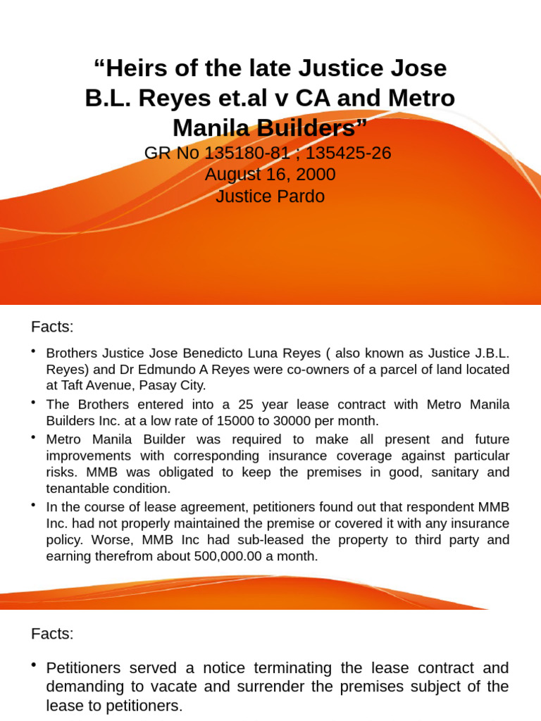 Heirs of the Late Justice Jose B | PDF | Lease | Legal Concepts