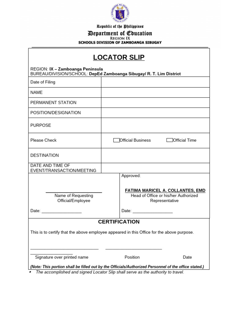 Locator Slip For Teachers | PDF