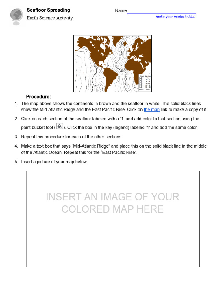 Seafloor Spreading Earth Science Activity | PDF | Plate Tectonics | Seabed
