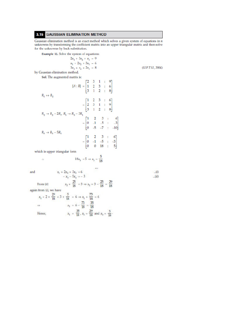 Gauss Elimination Method | PDF