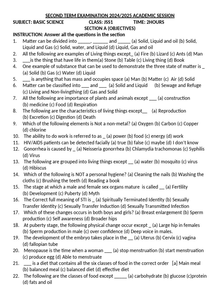 Second Term Examinations | PDF | Dominance (Genetics)