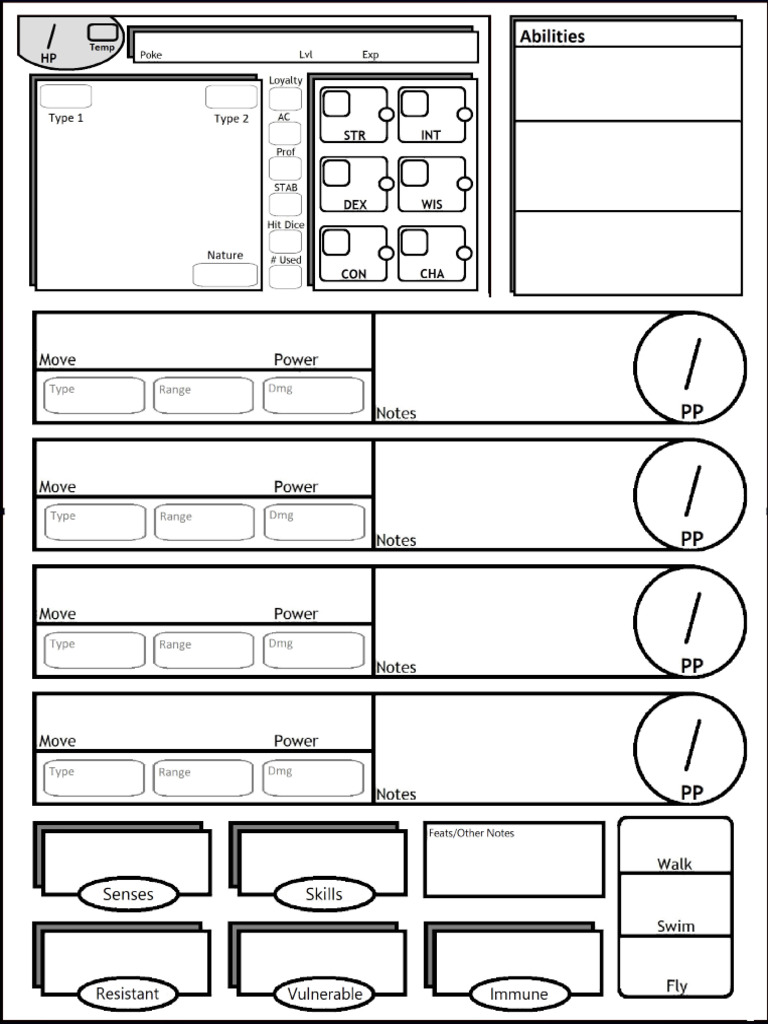 Pokemon Sheet Fillable 1 | PDF