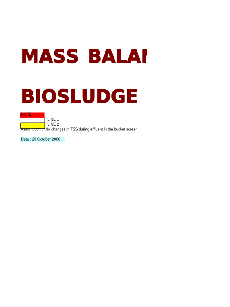 Mass Balance Effluent-Biosludge Mixed Cond. | PDF | Water Pollution ...