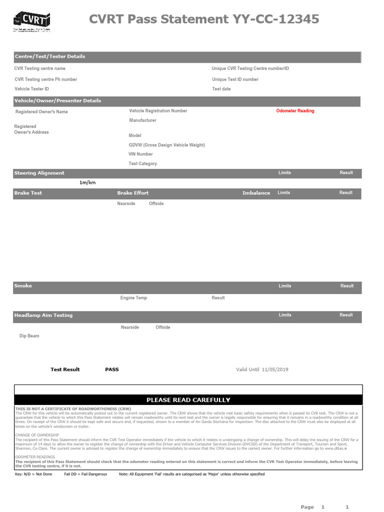 A Sample Pass Statement PDF | PDF | Transport | Vehicles