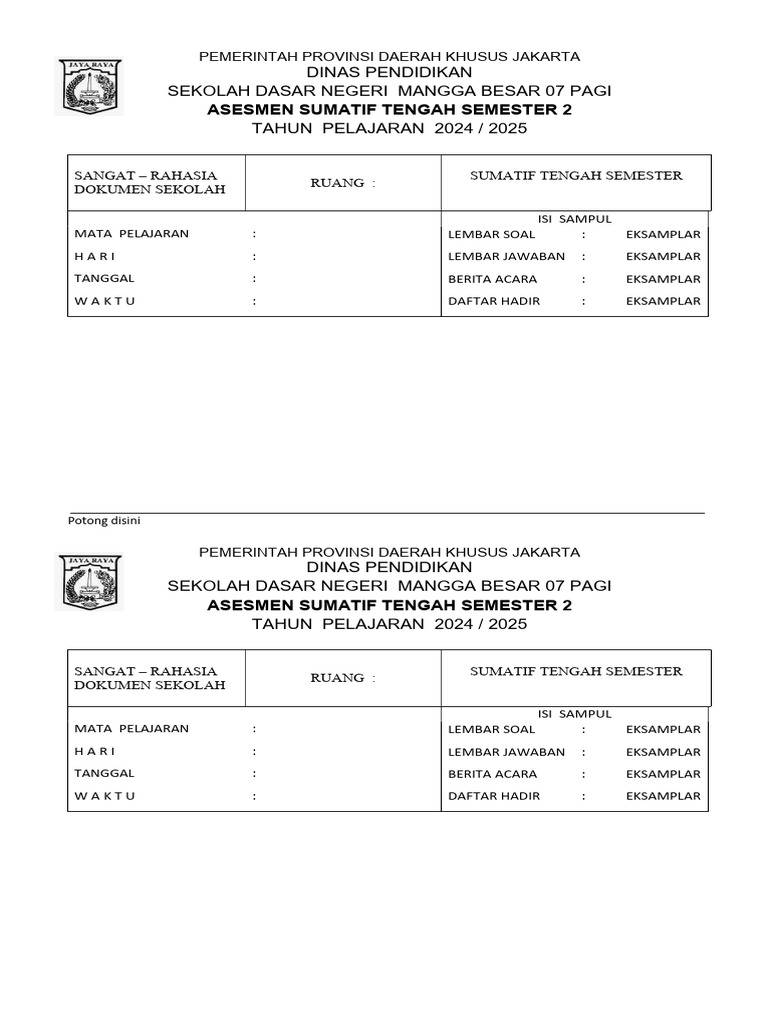 Sampul Soal Ujian SD 2024/2025 | PDF