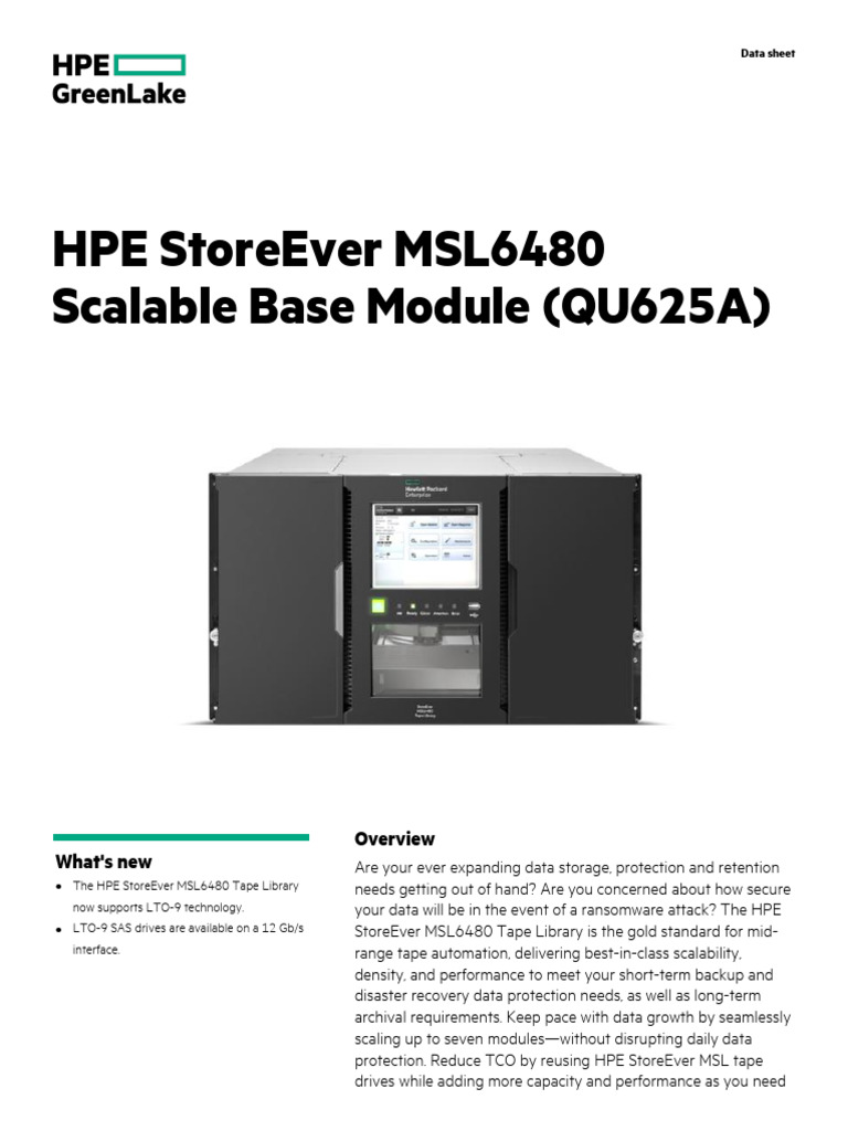 HPE StoreEver MSL6480 Scalable Base Module-PSN5386662USEN | PDF ...