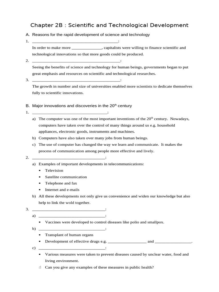 Notes - Chpater 2B - Scientific and Technological Development | PDF ...