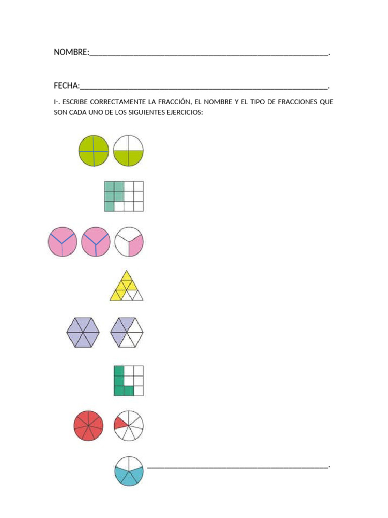 Hoja de Trabajo de Fracciones para Niños | PDF