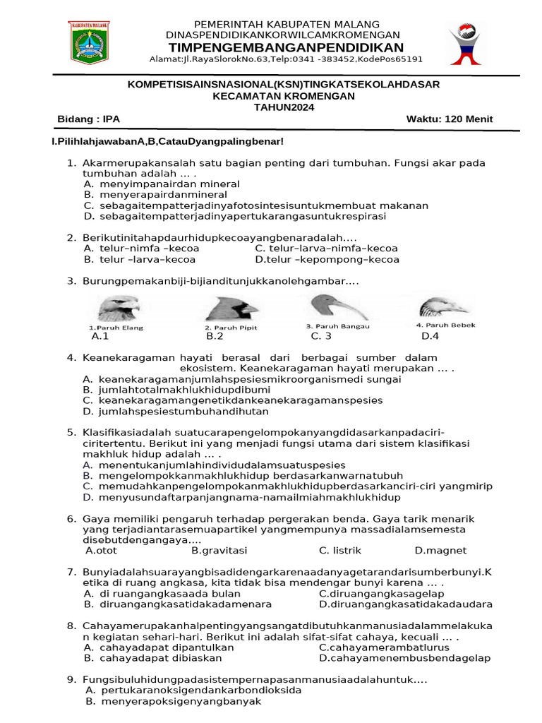 Soal Ipa KSN - 2024 | PDF