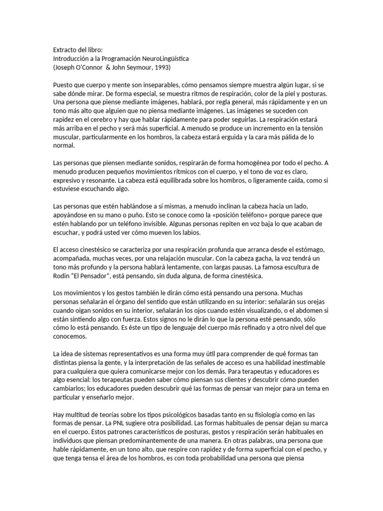 Extracto Introducción A La PNL | PDF | Programación neurolingüistica