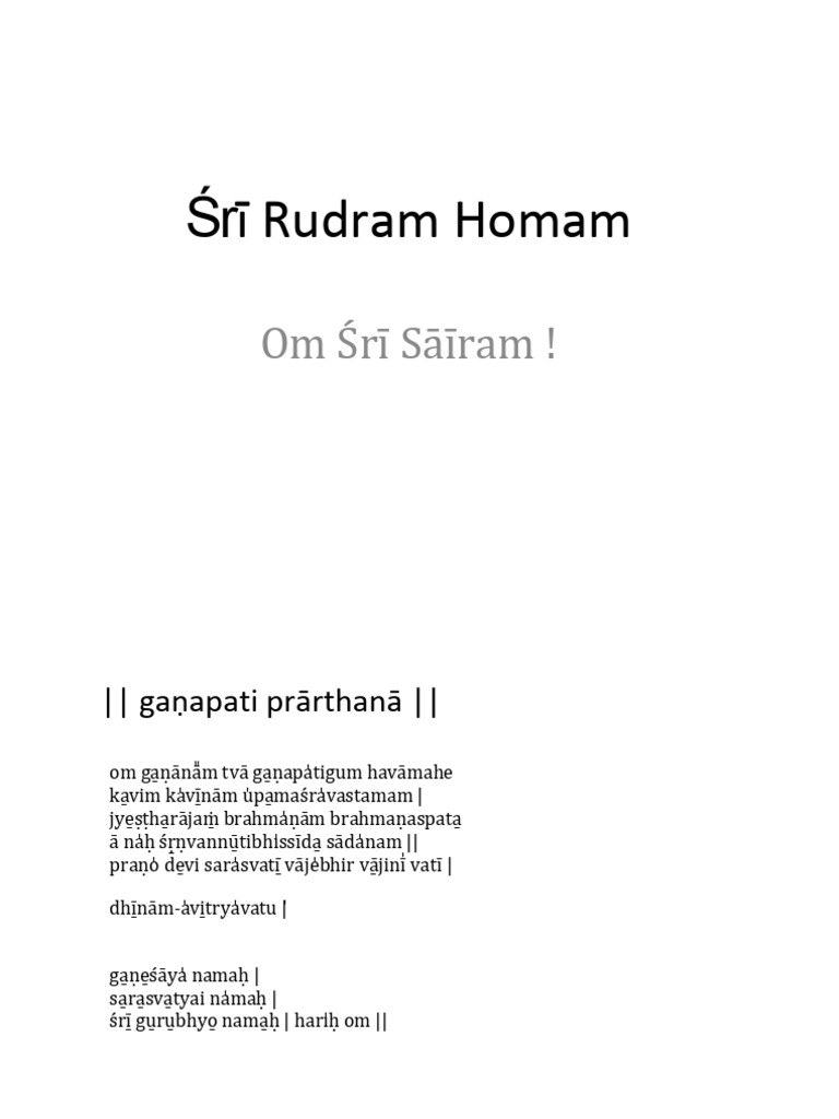 Sri Rudra Homam | PDF