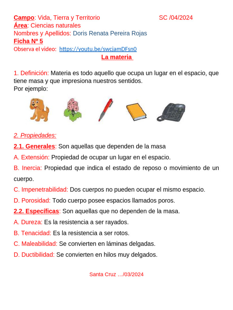 Act. 5 C. Nat. La Materia | PDF