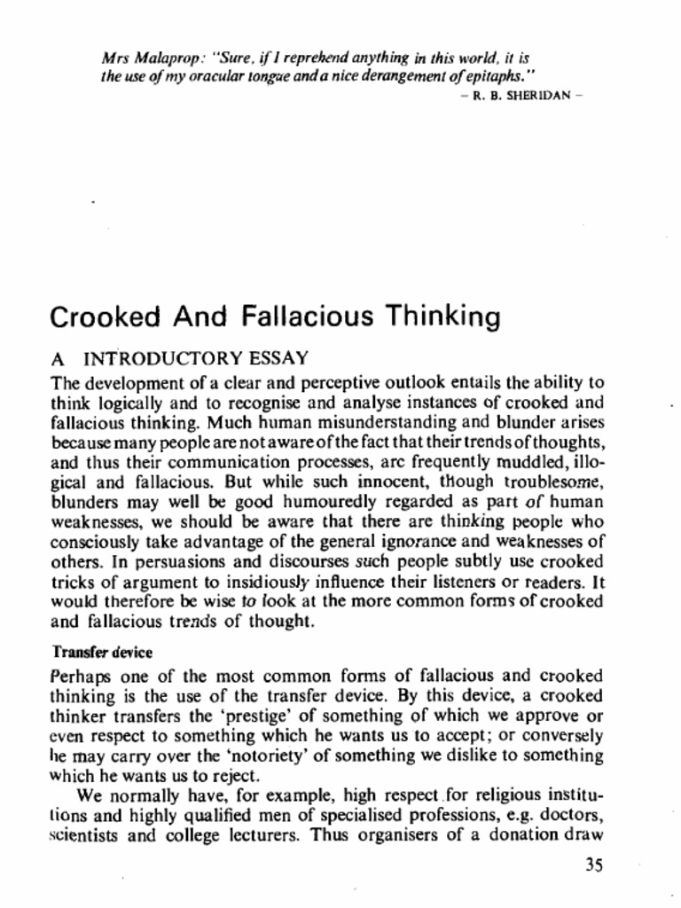 Crooked and Fallacious Thinking | PDF