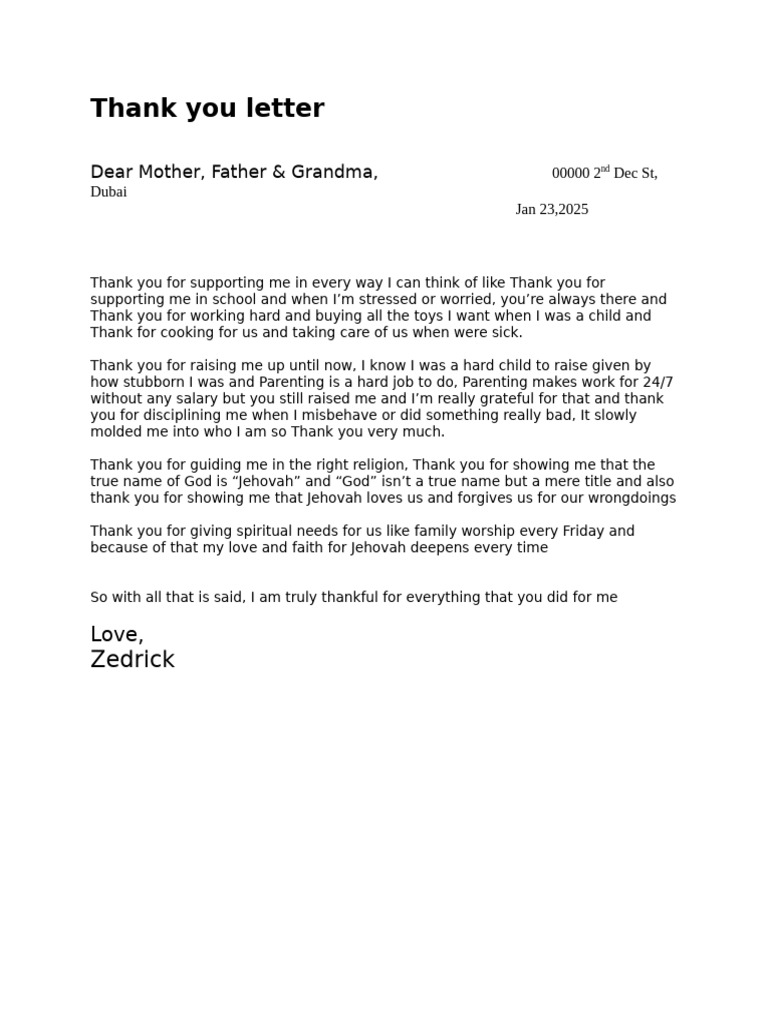 Thank you letter | PDF