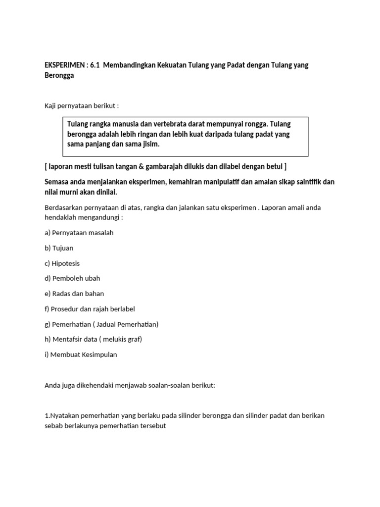 Arahan Tugasan Peka Sains 6.1 Tingkatan 4 | PDF
