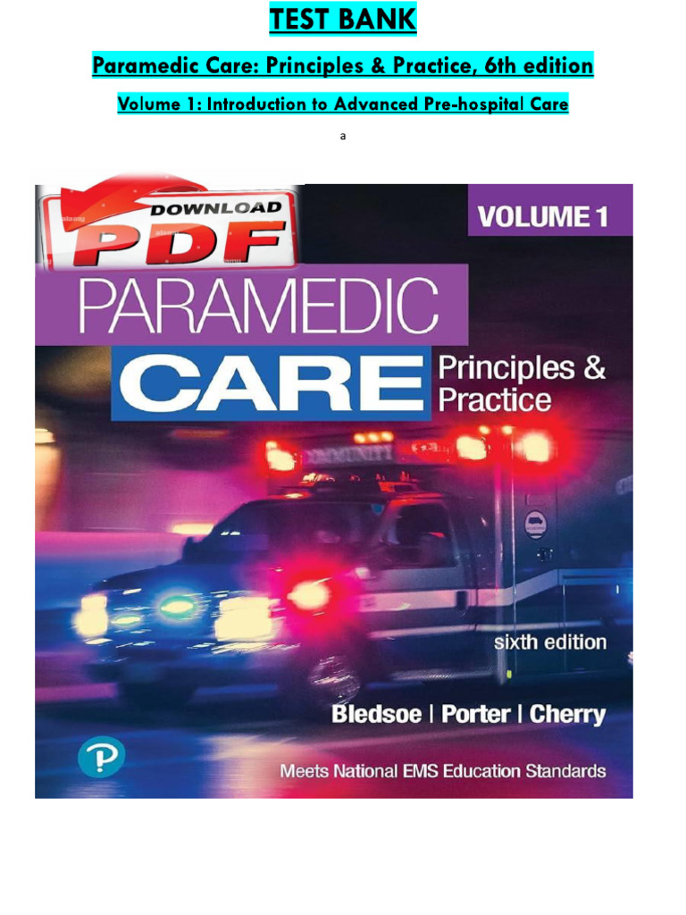 Test Bank Paramedic Care Principles Practice 5th Edition Volume 1 | PDF