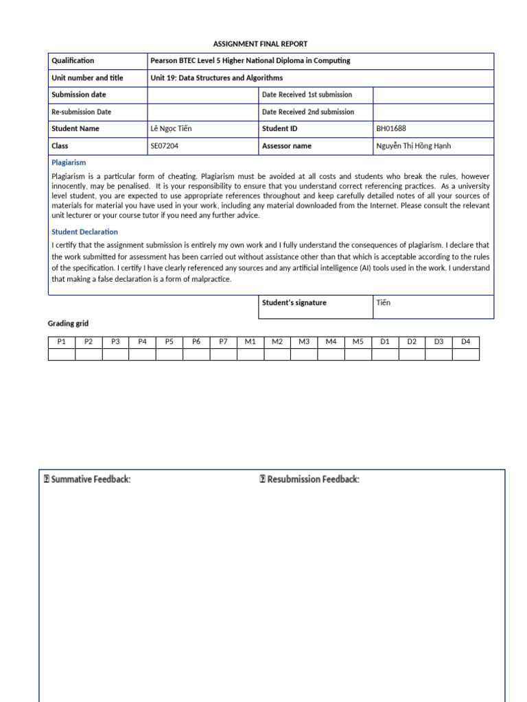 ASM_PART1_Data Structures and Algorithms _ SE07204_ LE_NGOC_TIEN_BH01688 | PDF | Queue (Abstract ...