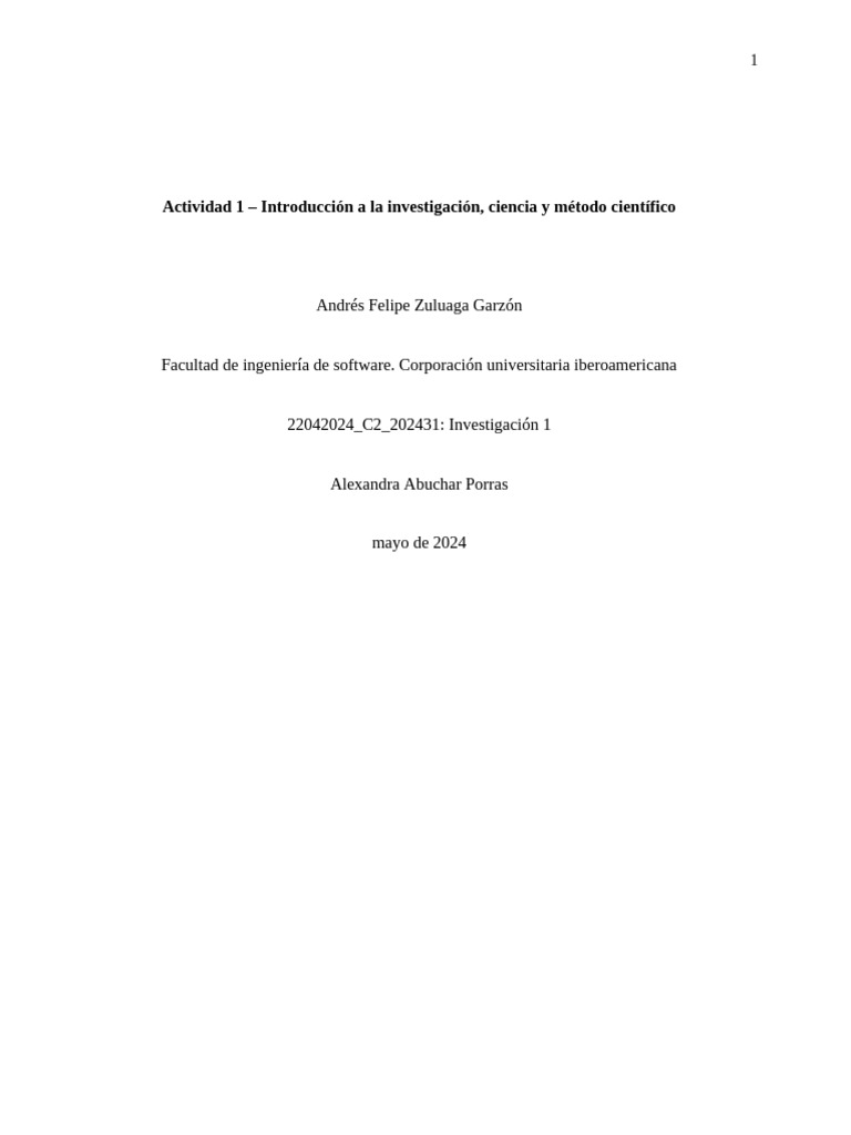 Actividad 1 - Introducción A La Investigación, Ciencia y Método ...