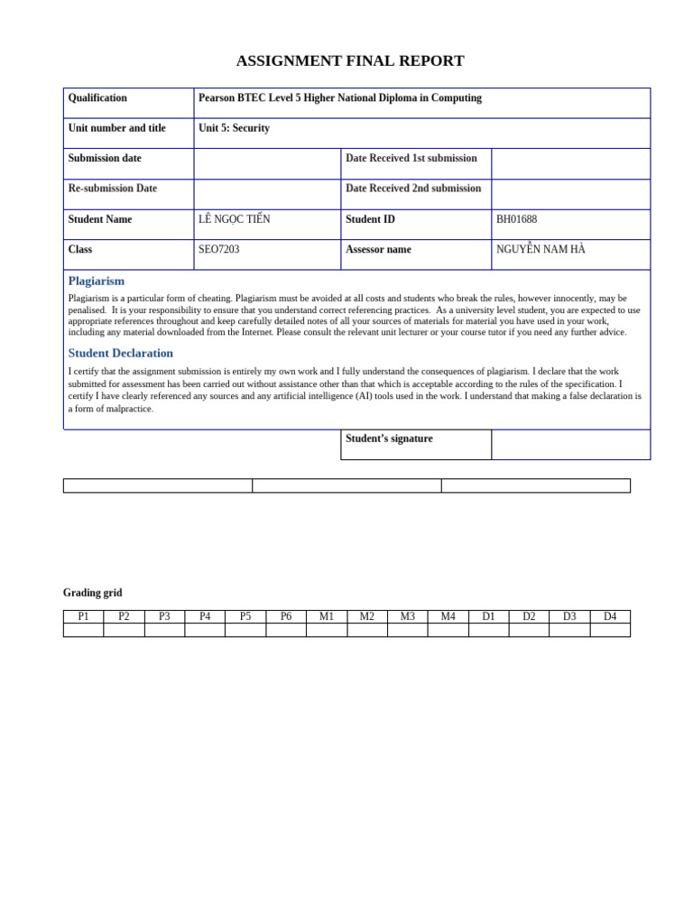 ASM1_ SECURITY_SE07203_LÊ_NGỌC_TIẾN_BH01688 | PDF | Security | Computer Security